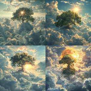 24 Tree on Cloud Clipart, Surreal Nature Art, Tree in the Sky ...