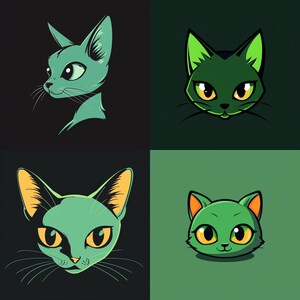 24 Cute Green Cat Clipart, Whimsical Animal Clip Art, Green Kitty ...