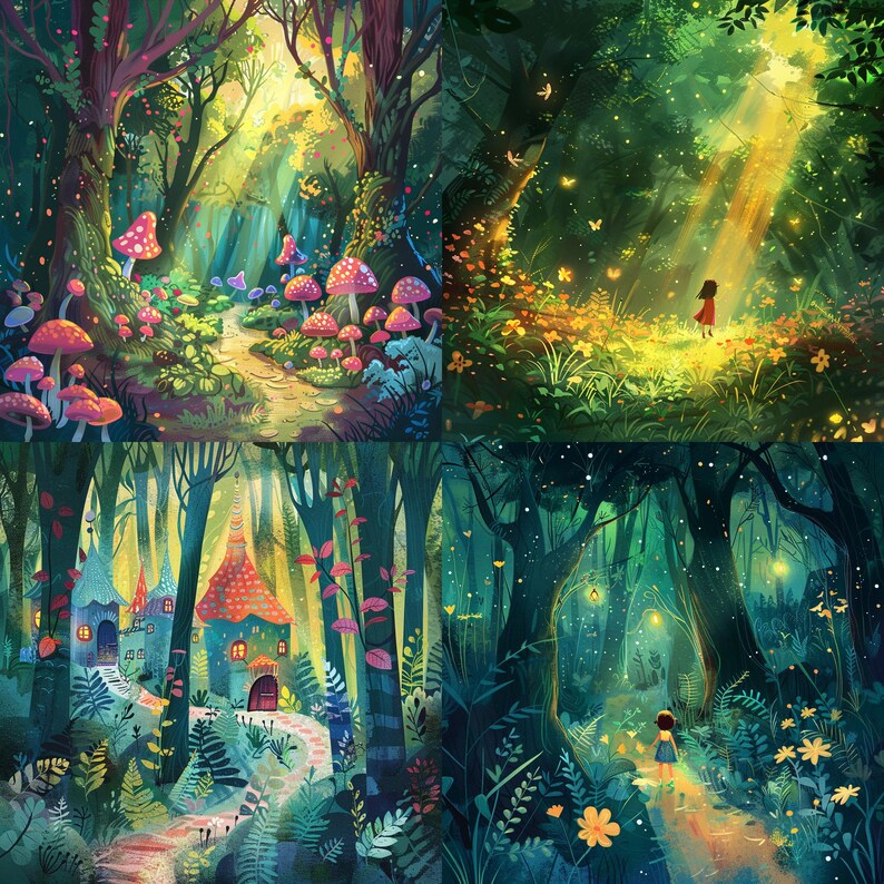 24 Magical Forest Clipart, Fantasy Woodland Digital Art, Mystical ...