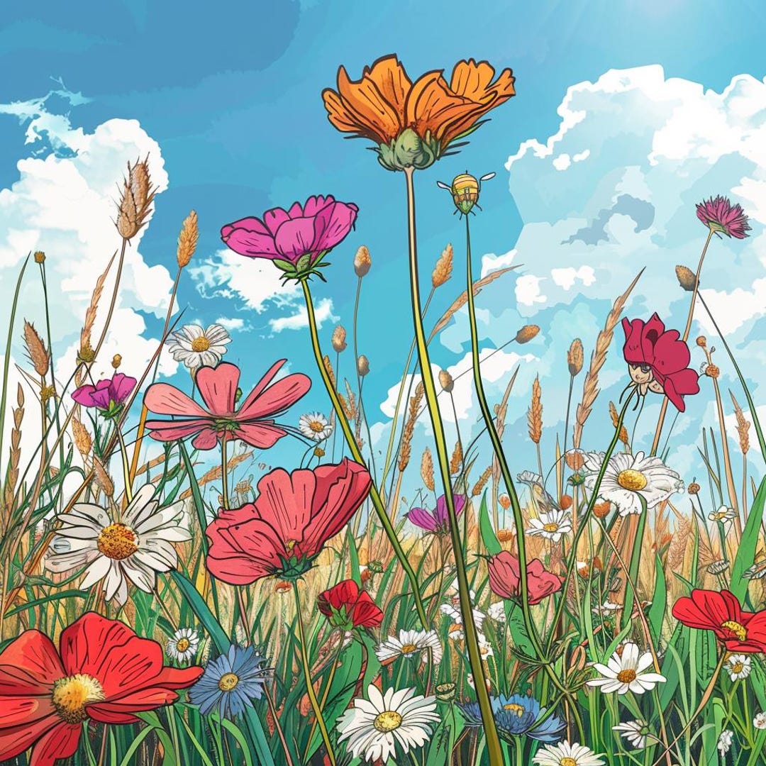 24wildflower Clipart, Meadow Clipart, Floral Clipart, Flower Field ...
