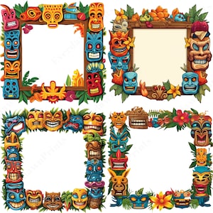 52 Watercolor Tiki Frames, Party Frames, Hawai Borders, Hawai Frames ...