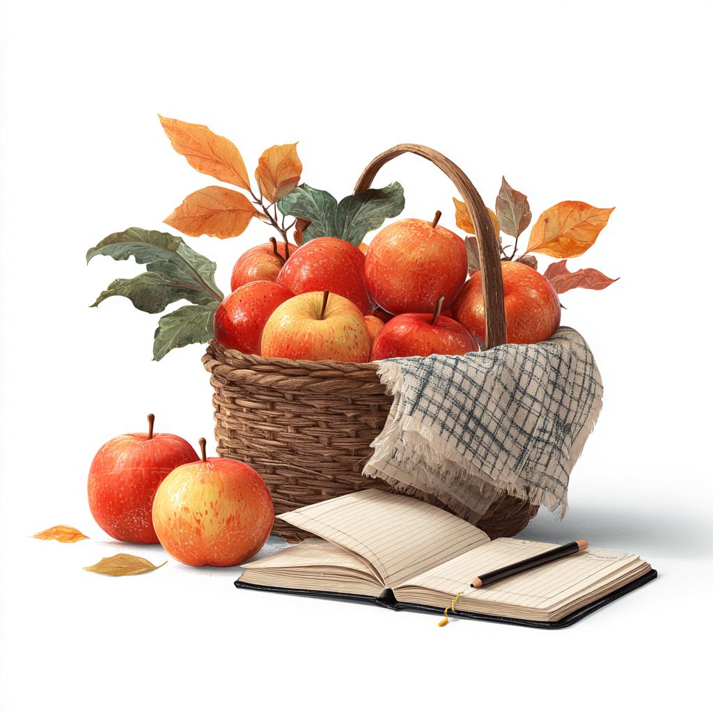 24 Apple Basket Digital Art, Autumn Harvest Still Life, Cozy Fall ...