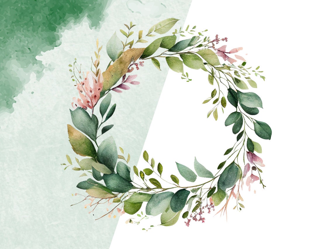 52 Botanical Watercolor Clipart Hand Drawn Greenery PNG - Etsy