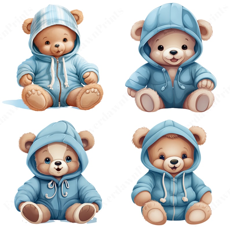 Watercolor Teddy Bear Hoodie Clipart, Transparent PNG (digital Download ...