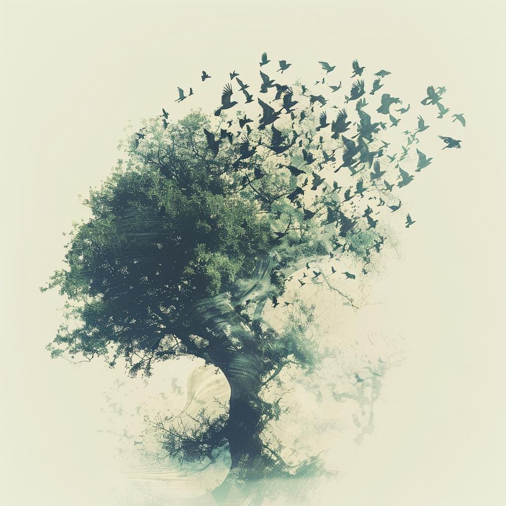 24 Tree of Thoughts Clipart, Woman Profile, Flying Birds, Nature ...