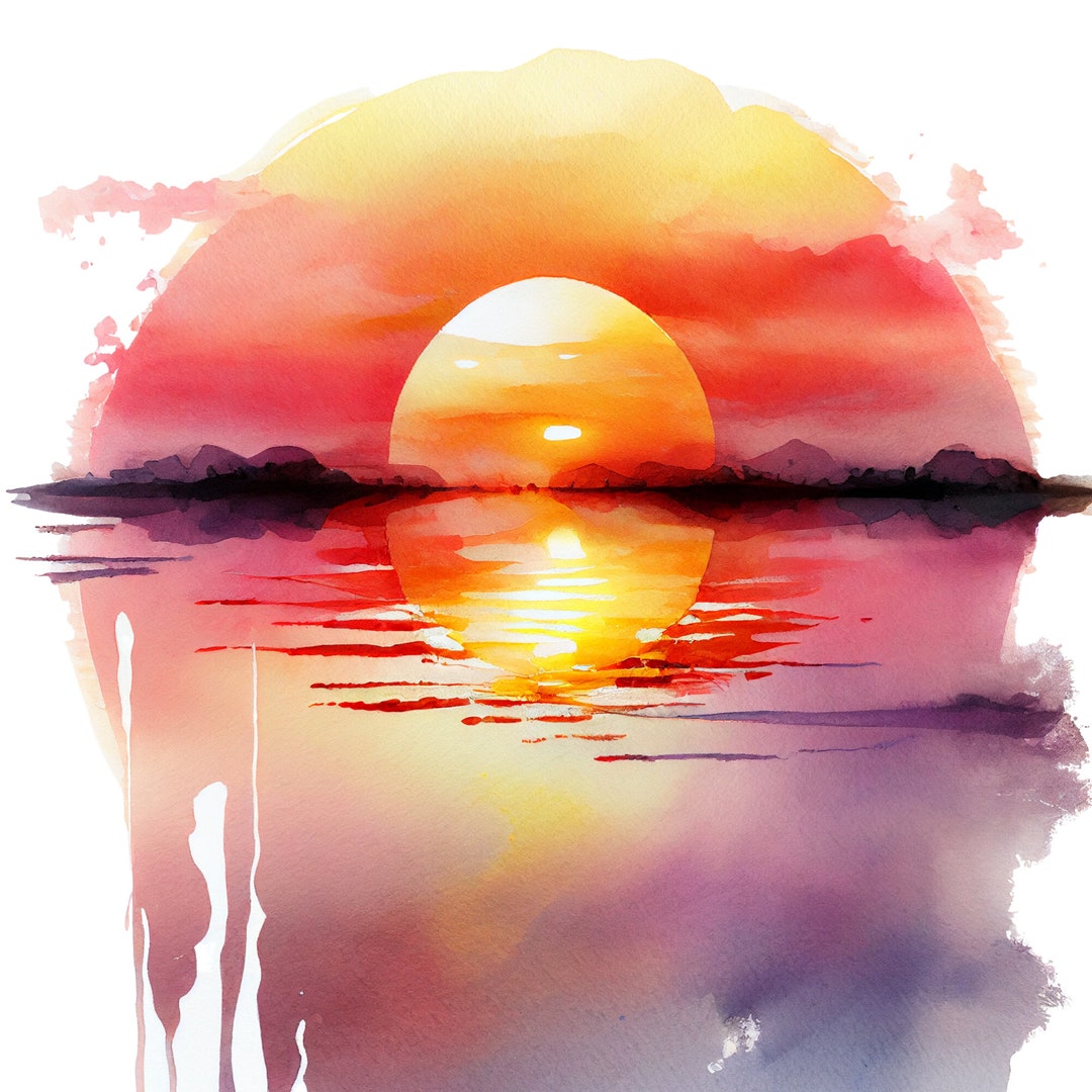 12 Watercolor Sunrise Sunset Clipart, High Quality Watercolor PNG ...