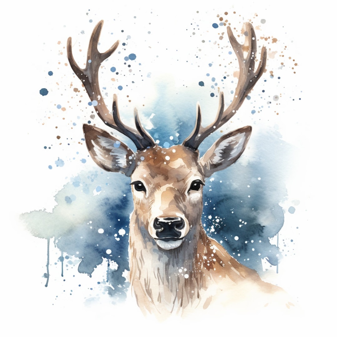 20 Weihnachten Hirsch Aquarell Clipart, 300 dpi, Hirsch Clipart ...