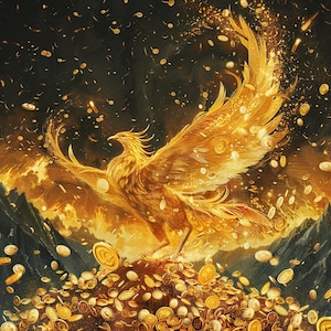 24 Golden Phoenix Clipart, Magical Creature Digital Art, Fantasy Bird ...