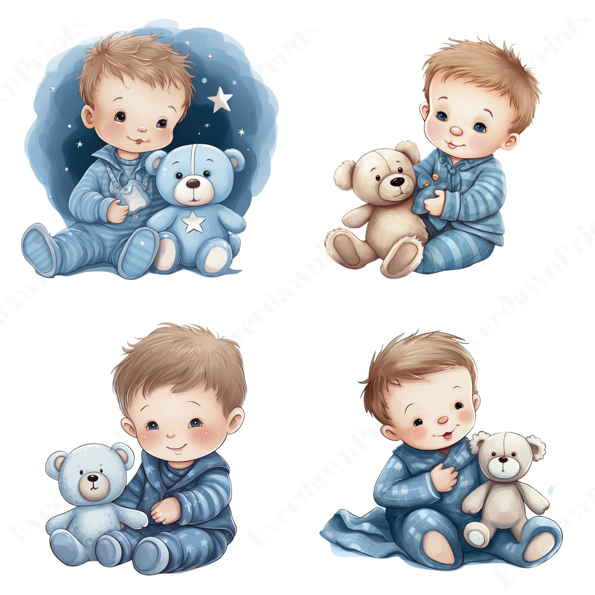 13 Watercolor Boy With Teddy Bear Clipart, Teddy Bear Clipart ...