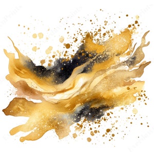22 Watercolor Golden Splash, Splash, Watercolor Splash, Clipart ...