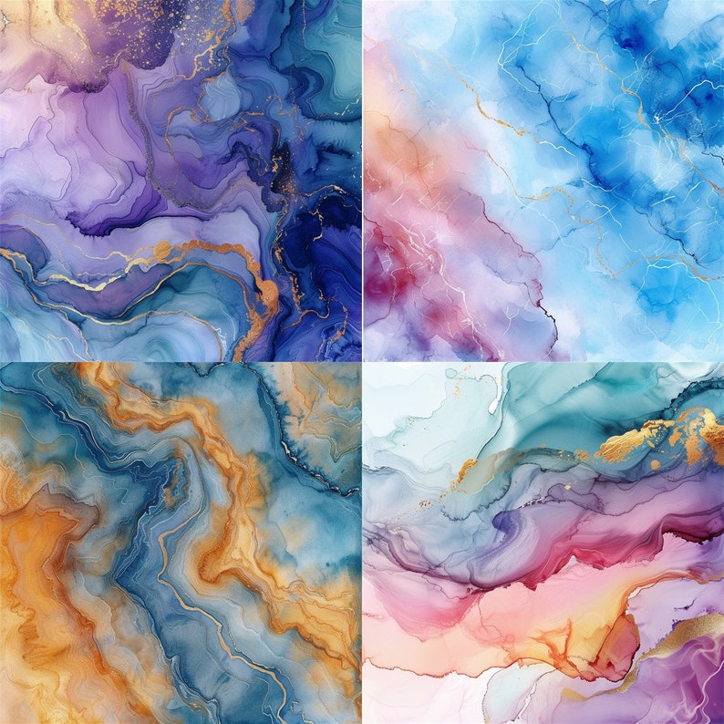 23 Marbled Texture Backgrounds, Blue and Purple Marble, Digital ...