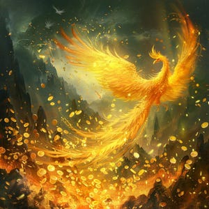 24 Golden Phoenix Clipart, Magical Creature Digital Art, Fantasy Bird ...