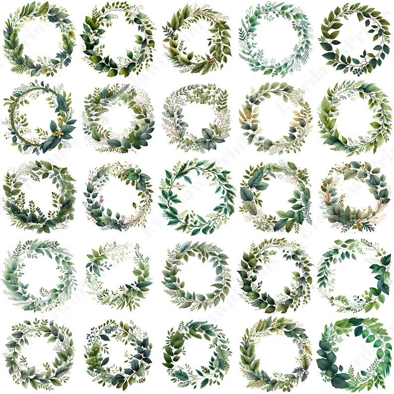 143 Watercolor Greenery Borders, Greenery Floral Clipart, High Quality ...