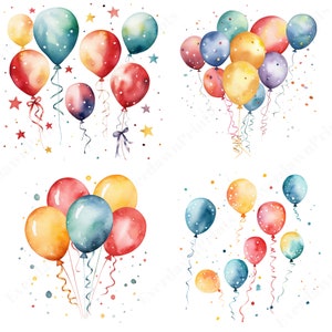 Watercolor Balloons Clipart, Party & Nursery Art (digital Download) - Etsy