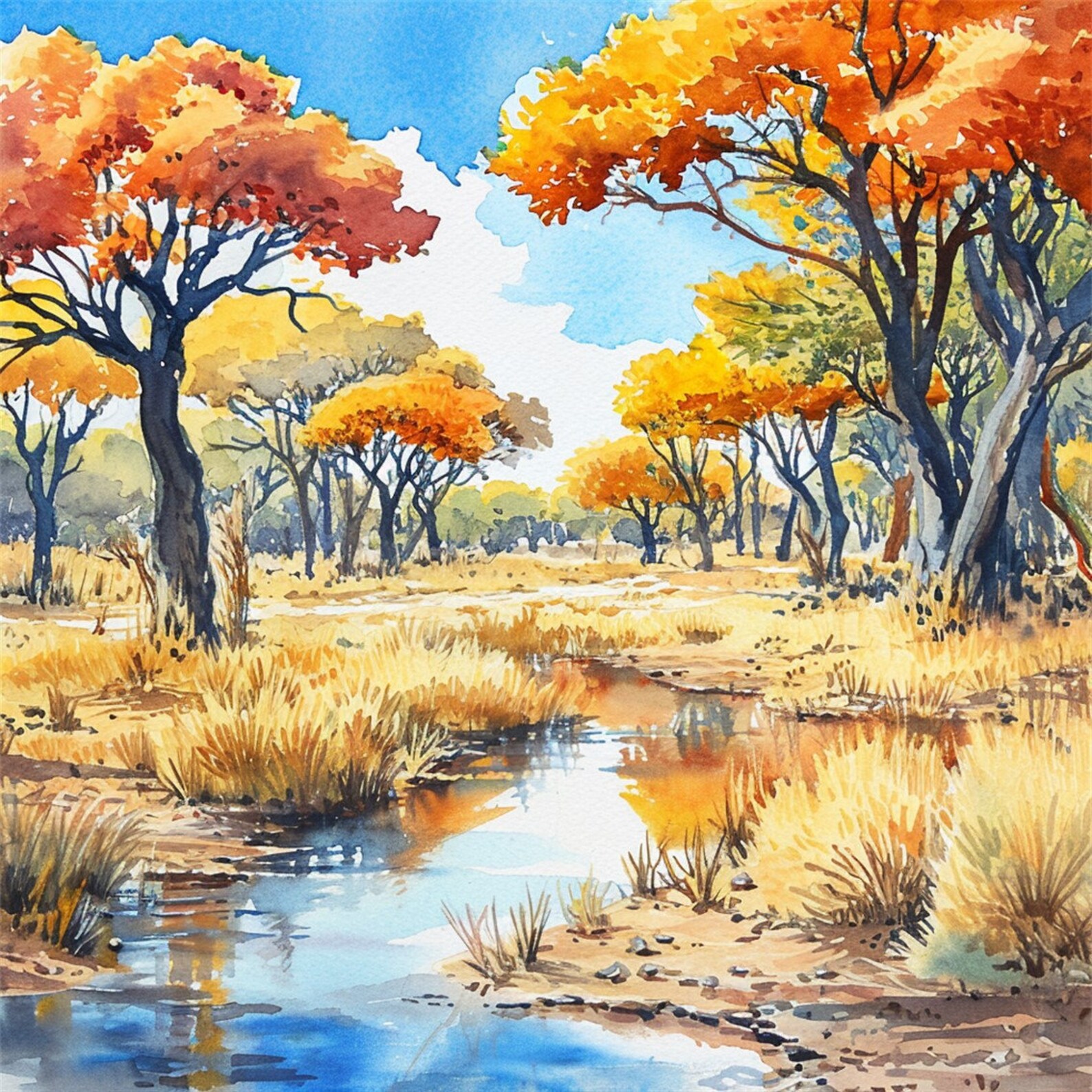 28 African Savanah Watercolor Clipart, Digital Download, Nature Wall ...