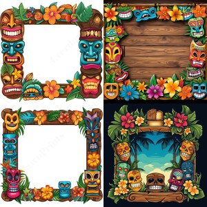 52 Watercolor Tiki Frames, Party Frames, Hawai Borders, Hawai Frames ...