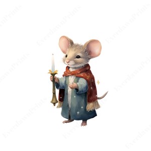 11 Christmas Mouse Candle Watercolor Clipart, Transparent PNG, Mouse ...