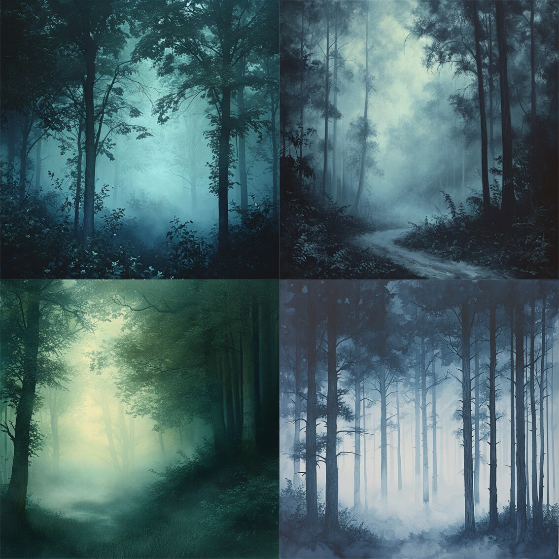 24 Misty Forest Watercolor Clipart, Watercolor Backgrounds, Forest ...