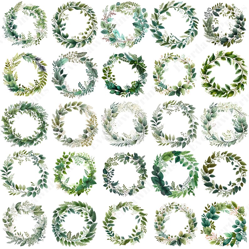 143 Watercolor Greenery Borders Greenery Floral Clipart High - Etsy