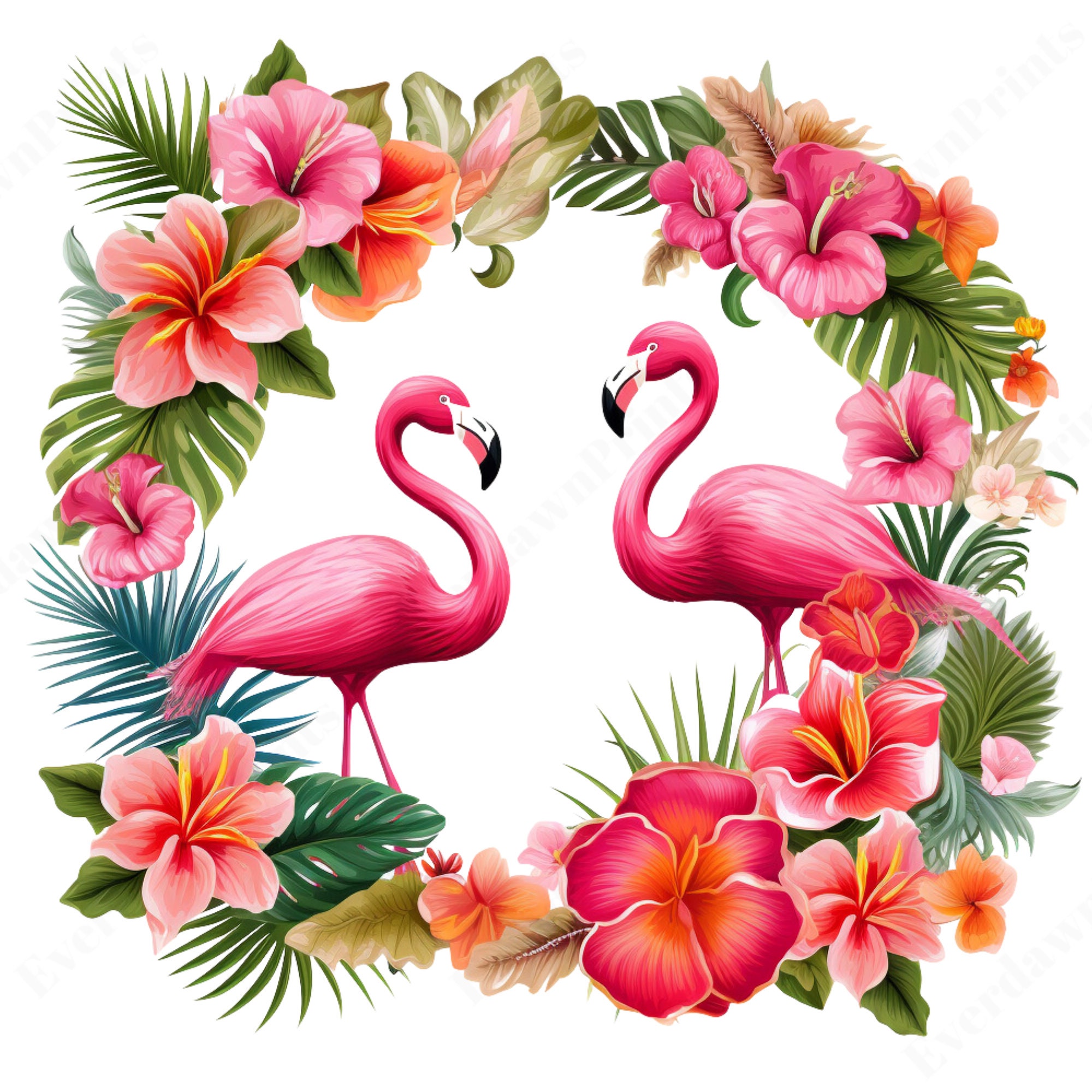 16 Watercolor Flamingo Borders, Watercolor Borders, Flamingo Clipart ...
