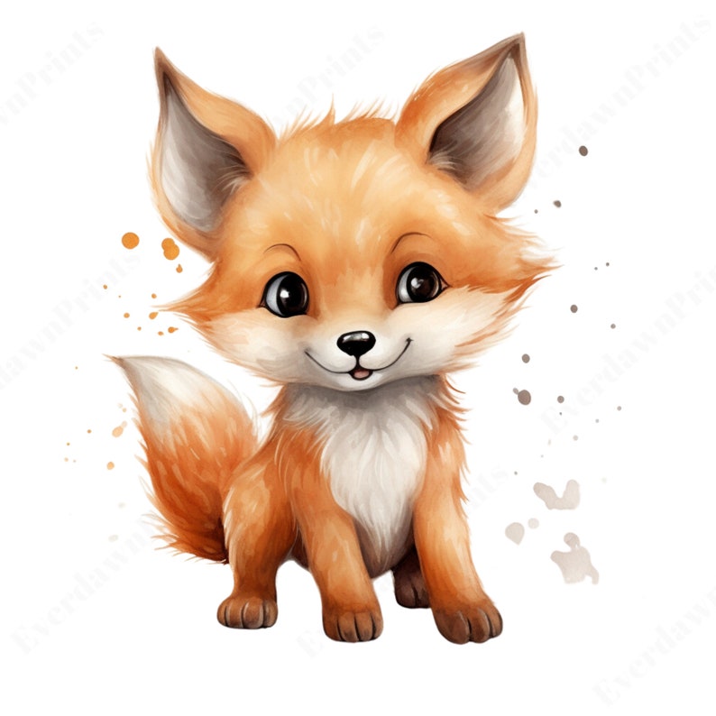 23 Watercolor Baby Fox, Transparent PNG, Baby Shower, Birthday, Nursery ...