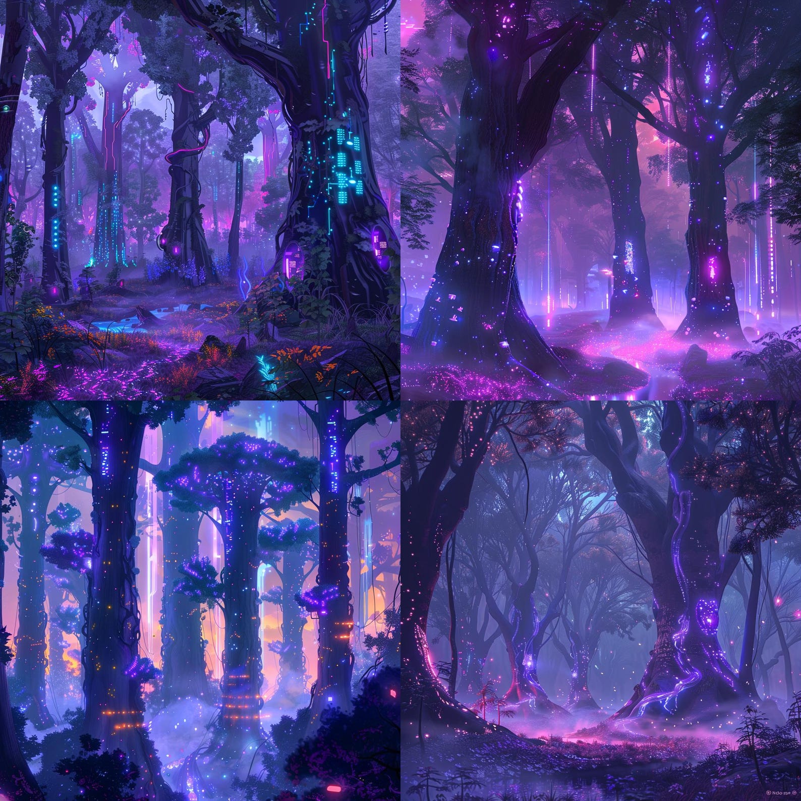 24 Neon Forest Clipart, Mystical Woods Digital Download, Sci-fi Forest ...