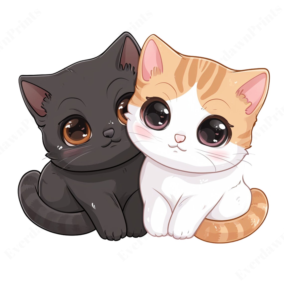 20 Two Cute Chibi Kitten Clipart, Transparent PNG Baby Shower Nursery ...