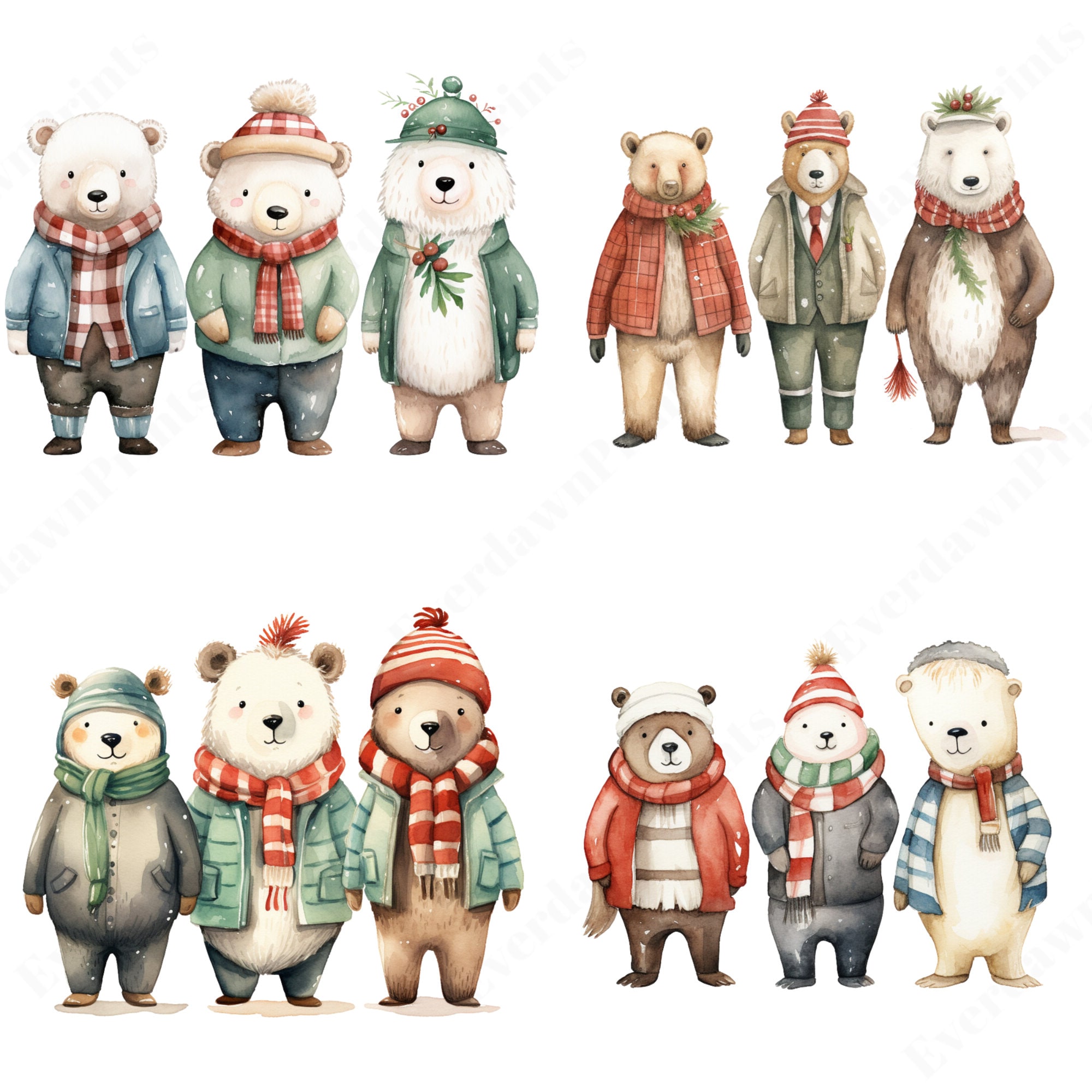 21 Winter Animals Watercolor Clipart, Transparent PNG, Christmas ...