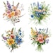 24 Watercolor Floral Bouquet Digital Print, Spring Flowers Wall Art ...