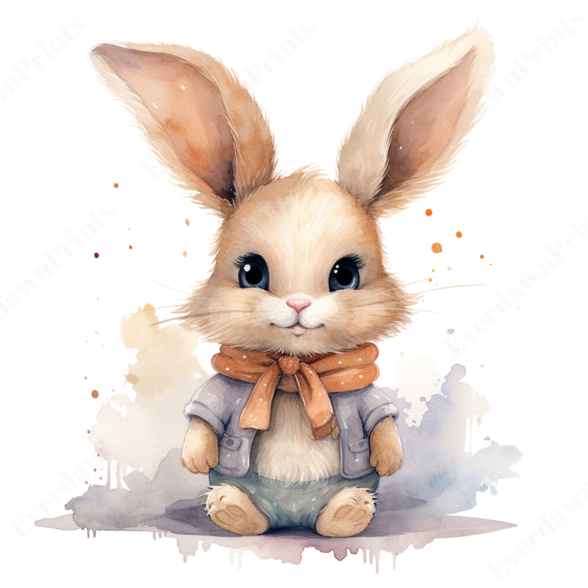 20 Watercolor Cute Bunny Clipart, Transparent, High Quality Pngs ...