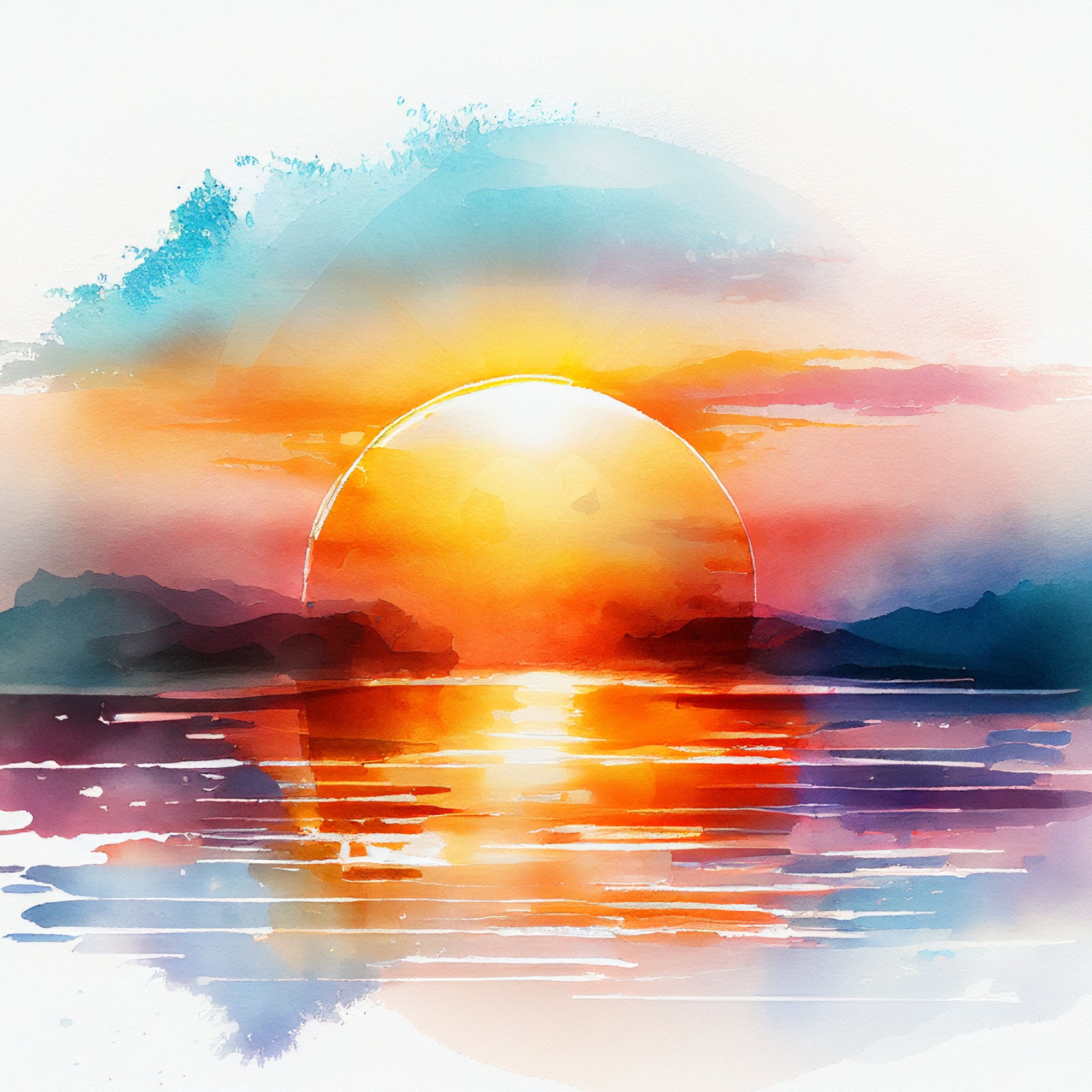 12 Watercolor Sunrise Sunset Clipart, High Quality Watercolor PNG ...