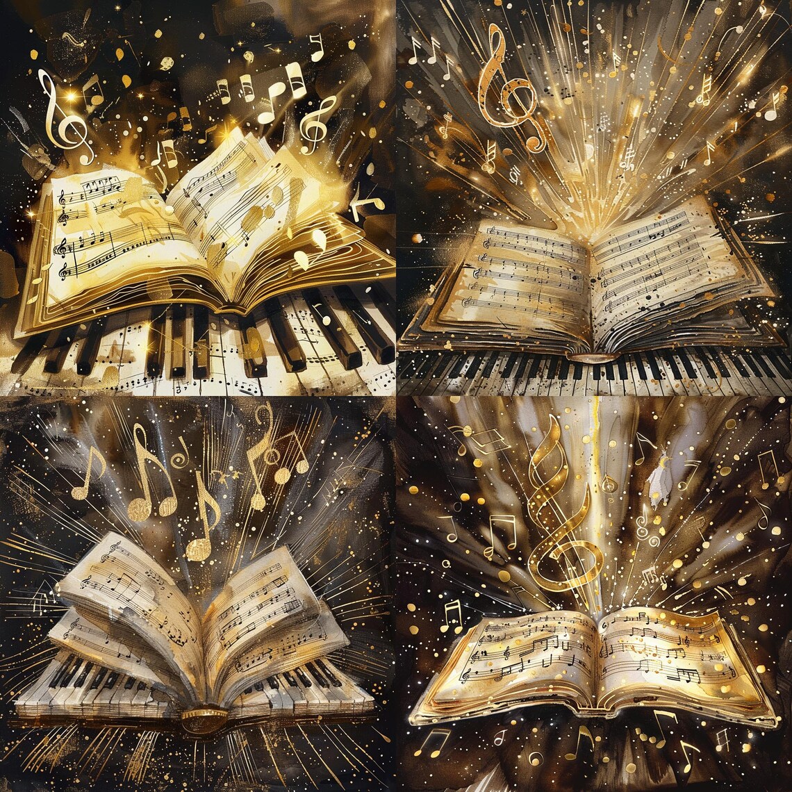 24 Vintage Musical Notes Clipart, Piano Sheet Music Illustration ...
