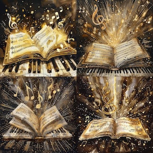 24 Vintage Musical Notes Clipart, Piano Sheet Music Illustration ...