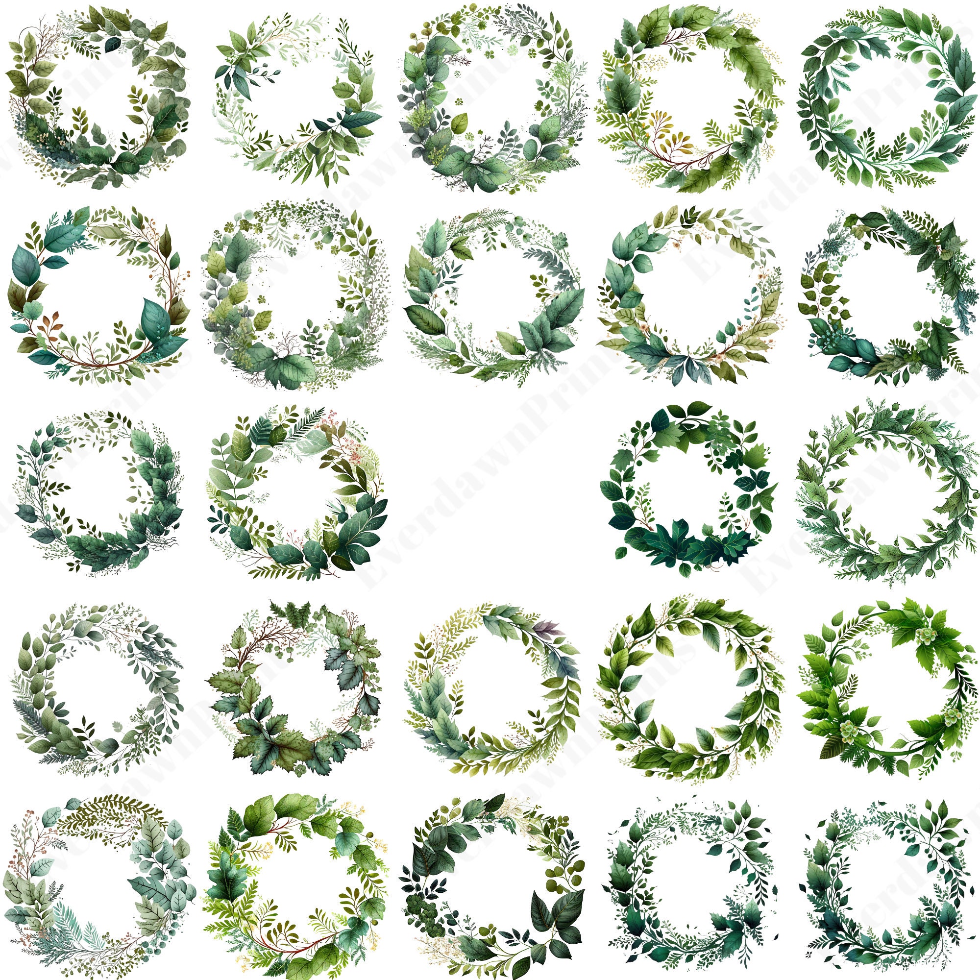 143 Watercolor Greenery Borders Greenery Floral Clipart High - Etsy