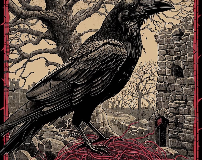 24 Gothic Raven Clipart, Dark Crow Illustration, Haunted Castle Art ...