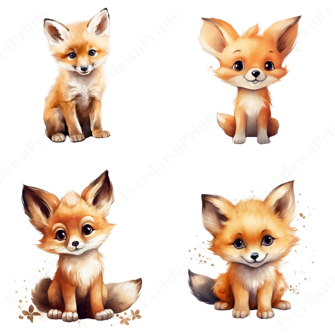 23 Watercolor Baby Fox, Transparent PNG, Baby Shower, Birthday, Nursery ...