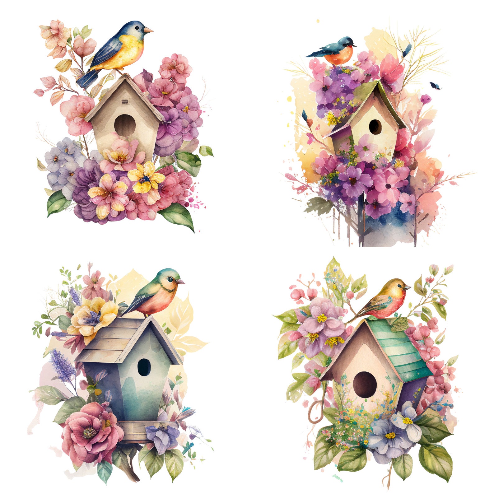 15 Watercolor Bird Houses Clipart, High Quality Transparent PNG ...