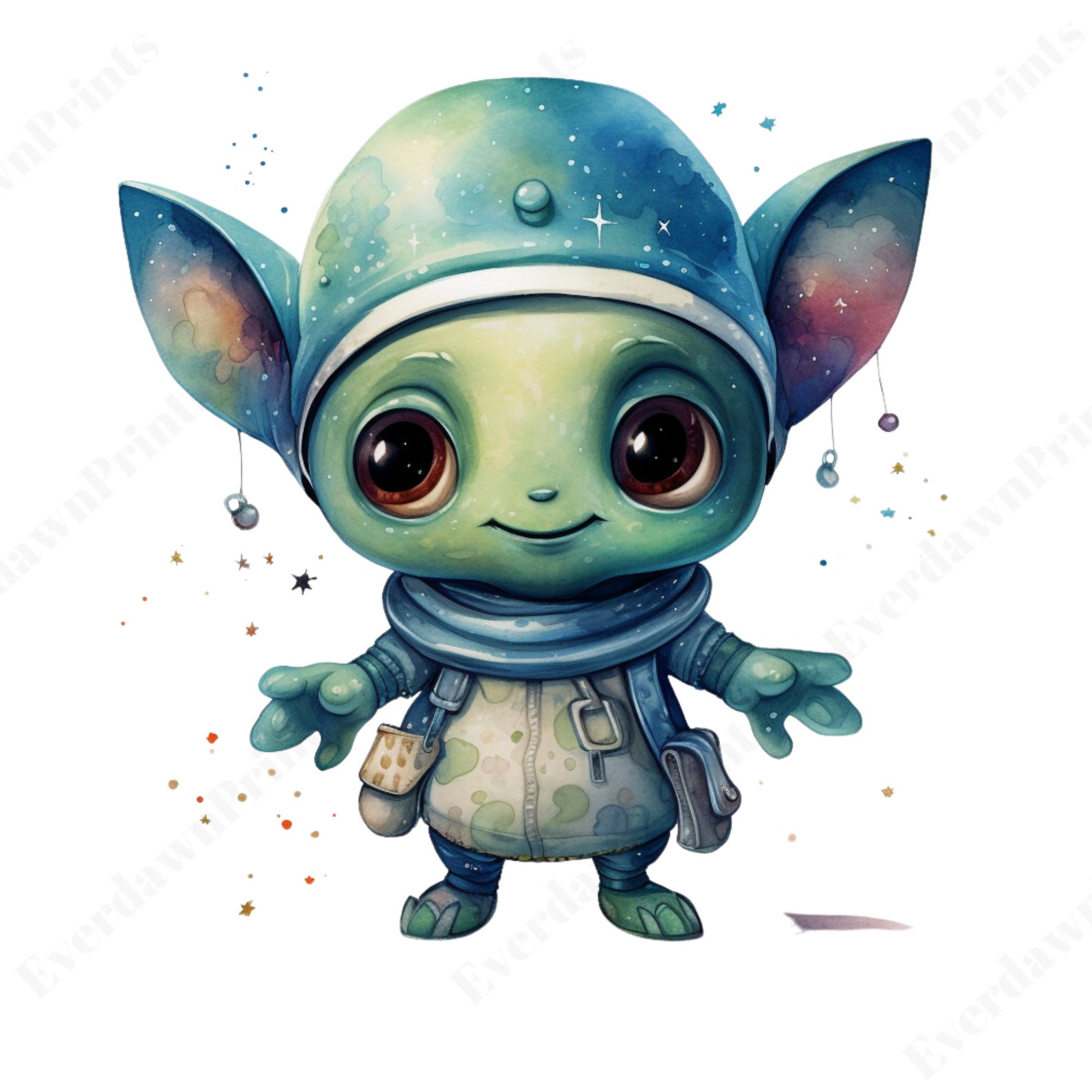 22 Alien Clipart High Quality Transparent PNG Watercolor - Etsy