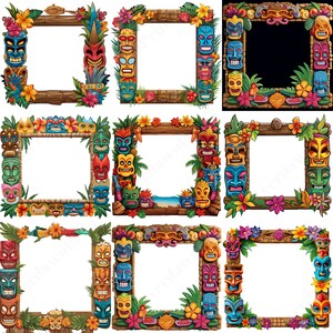 52 Watercolor Tiki Frames, Party Frames, Hawai Borders, Hawai Frames ...