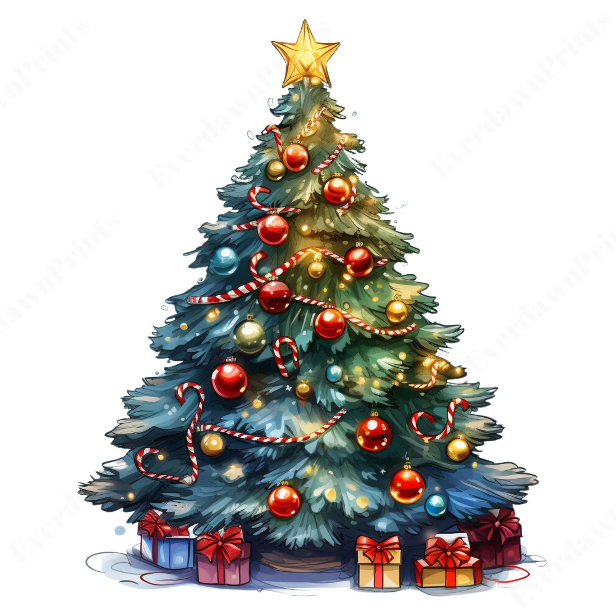 19 Watercolor Christmas Tree Clipart, Christmas Tree Png, Merry ...