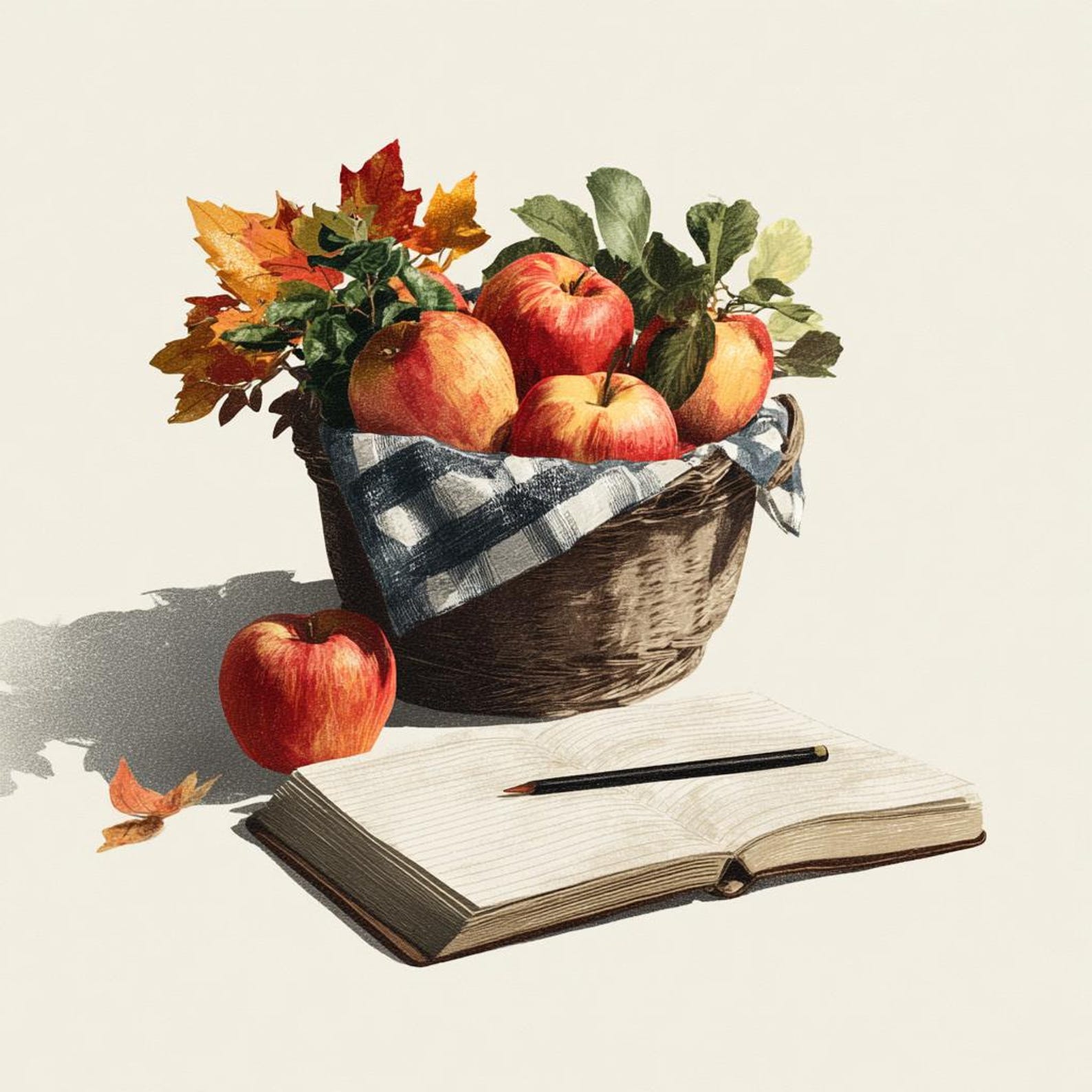 24 Apple Basket Digital Art, Autumn Harvest Still Life, Cozy Fall ...