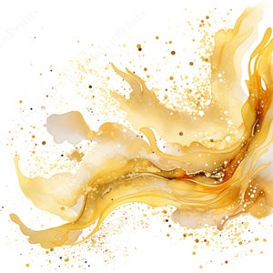 22 Watercolor Golden Splash, Splash, Watercolor Splash, Clipart ...