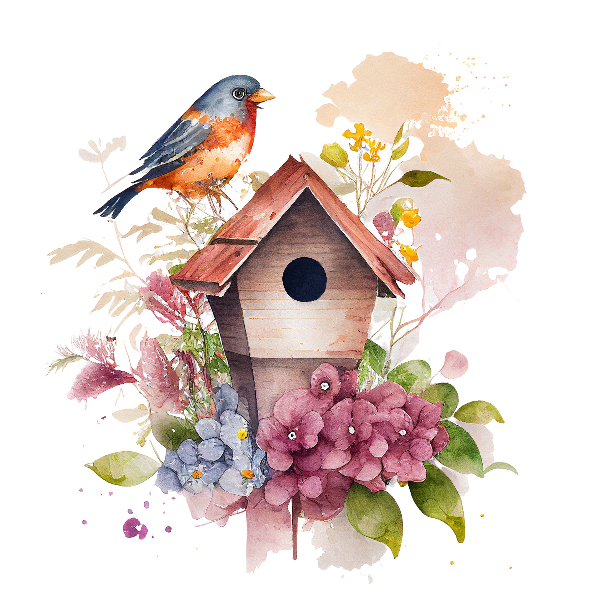 15 Watercolor Bird Houses Clipart, High Quality Transparent PNG ...