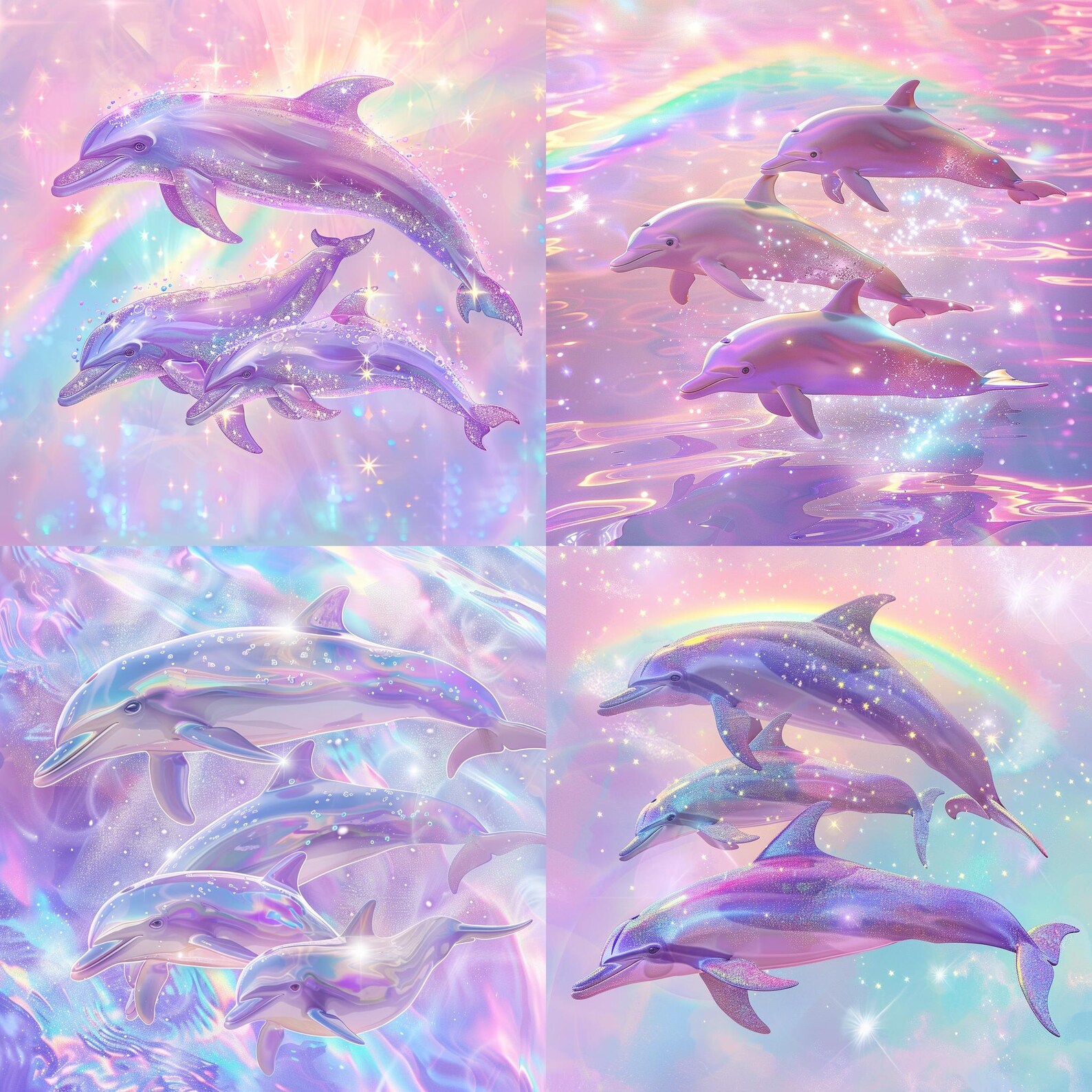 24 Sparkly Dolphin Clipart, Pastel Ocean Animals, Cute Sea Creature ...