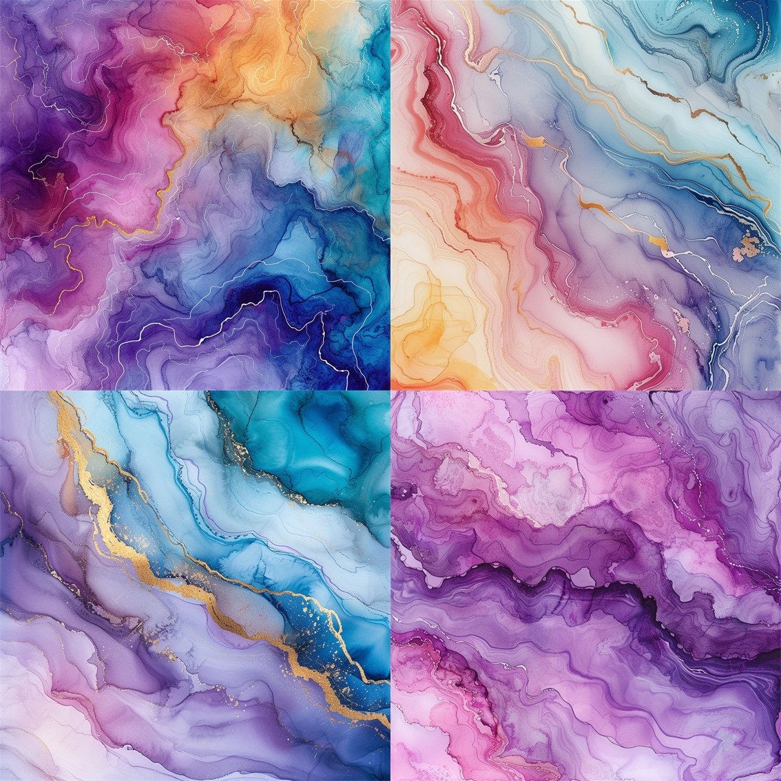 23 Marbled Texture Backgrounds, Blue and Purple Marble, Digital ...