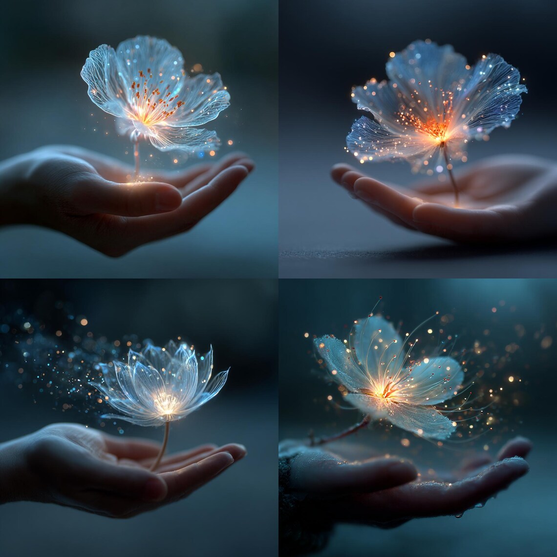 24 Glowing Flower Clipart, Fantasy Flower Image, Magical Sparkles Art ...