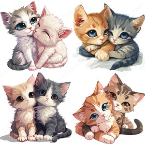 29 Two Cute Chibi Kitten Clipart, Transparent PNG Baby Shower Nursery ...