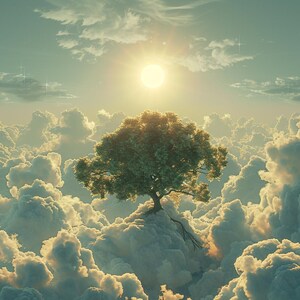 24 Tree on Cloud Clipart, Surreal Nature Art, Tree in the Sky ...