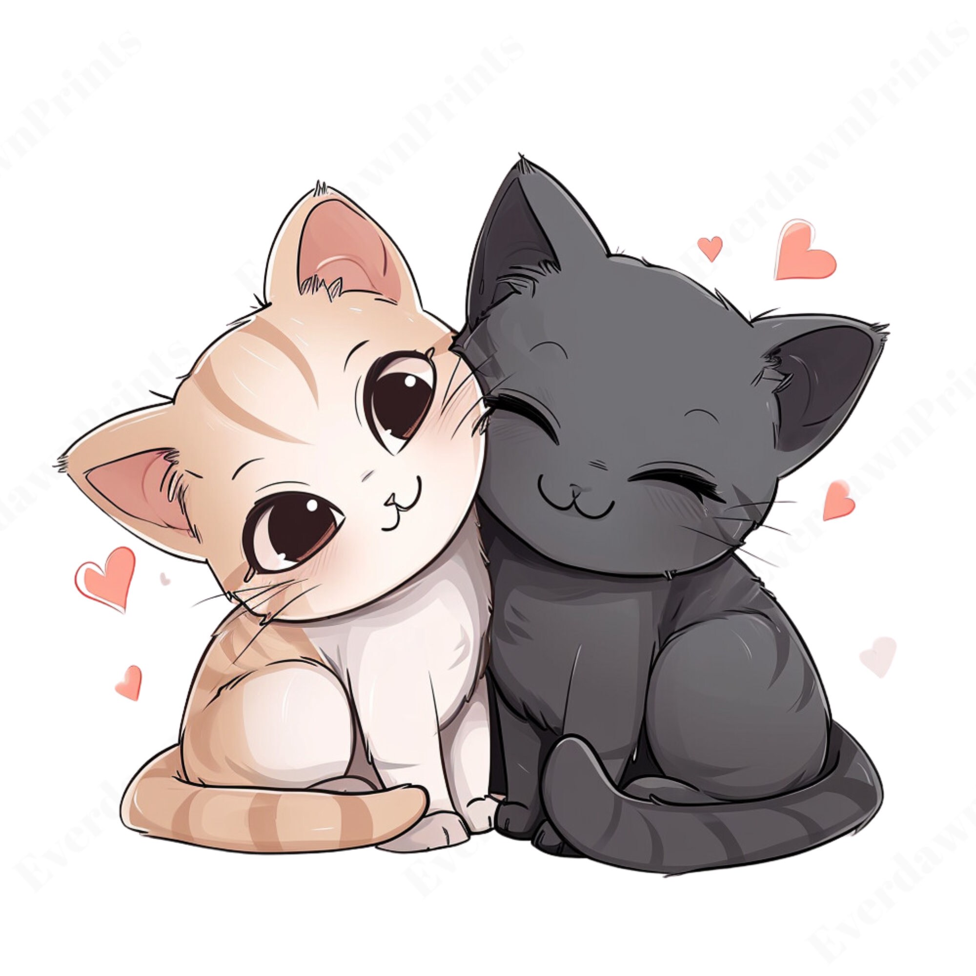 20 Two Cute Chibi Kitten Clipart, Transparent PNG Baby Shower Nursery ...