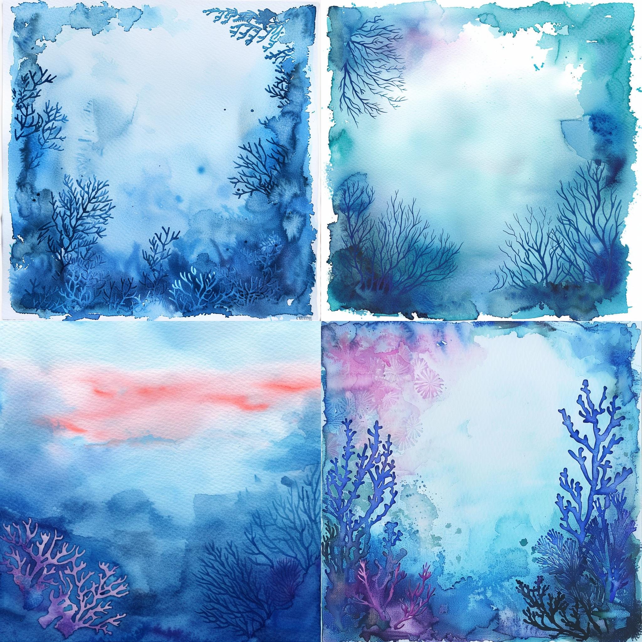24 Watercolor Coral Reef Clipart, Ocean Clipart, Sea Life Illustration ...